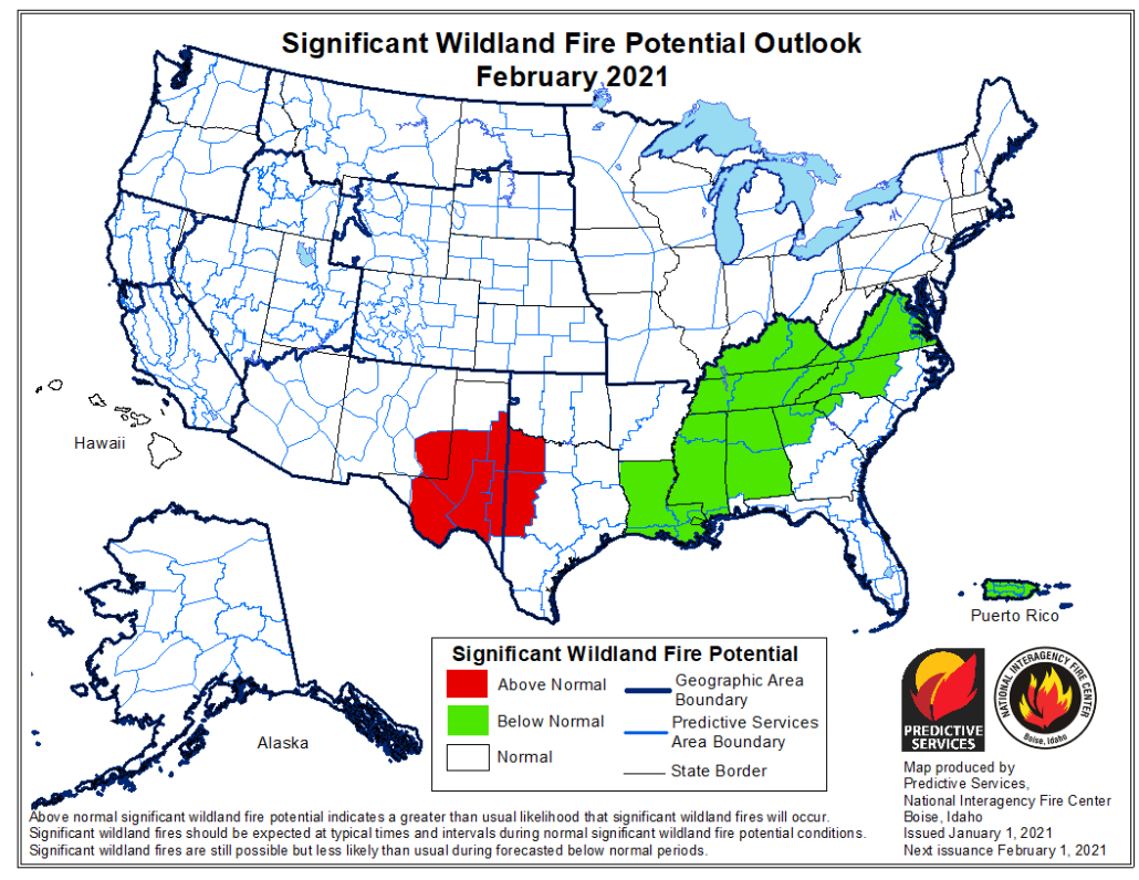 Wildfire Outlook: January 2021 - April 2021 - RedZone