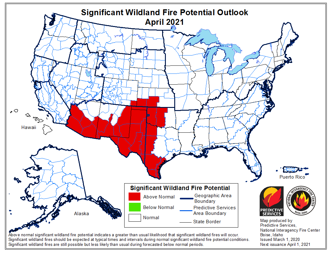 Wildfire Outlook: March 2021 - June 2021 - RedZone